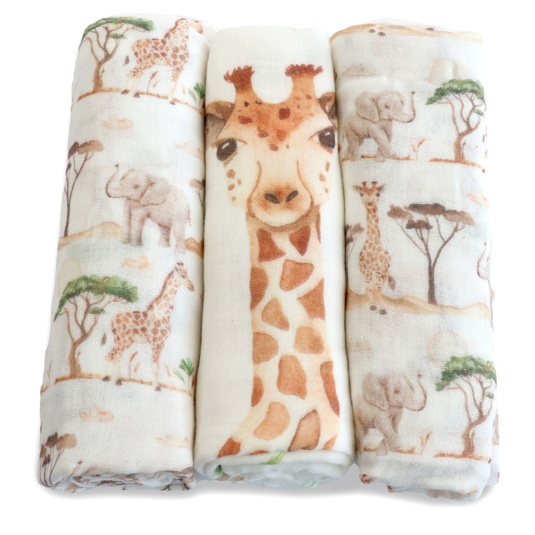 Bubba Blue Adventure Bamboo Muslin Wraps 3 Pack – Baby Kingdom