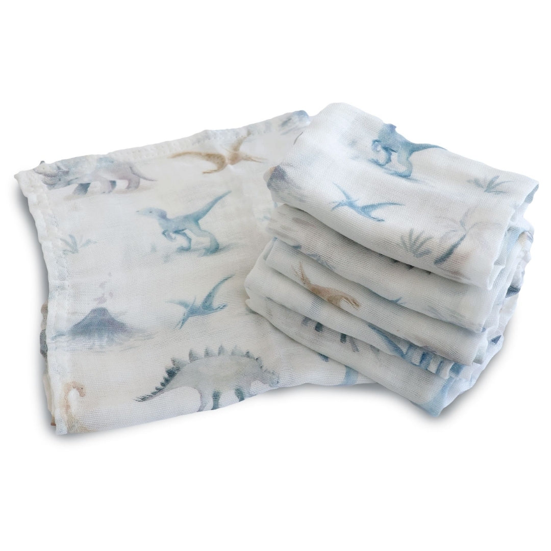 Bubba Blue Jurassic Bamboo Muslin Face Washers 6 Pack – Baby Kingdom