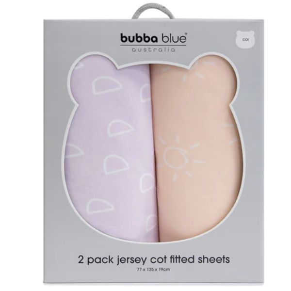 Bubba Blue Nordic Jersey Cot Fitted Sheets Dusty Peach/Lilac 2pk – Baby ...