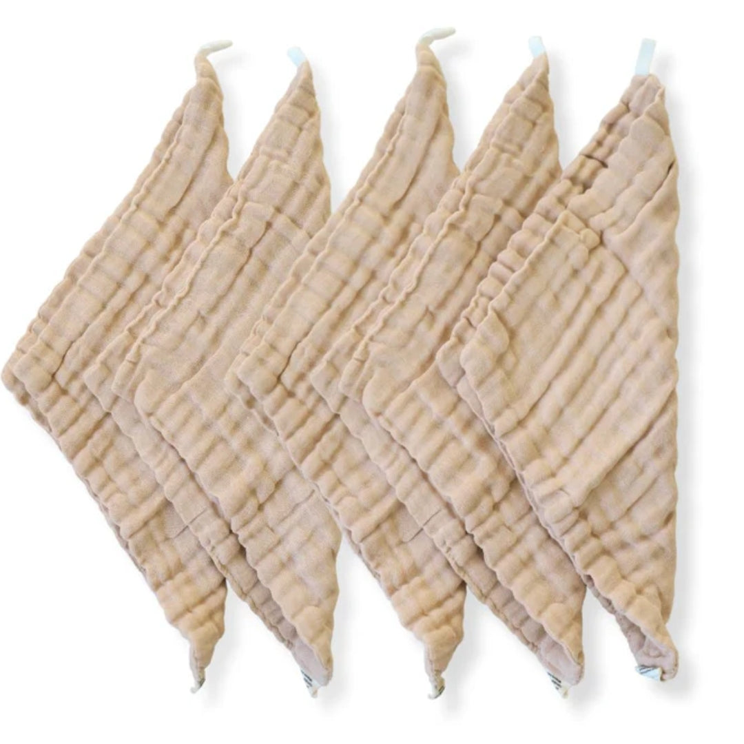 Fibre For Good Undyed Organic Cotton Reusable Wipes 5 Pack Brown – Baby ...