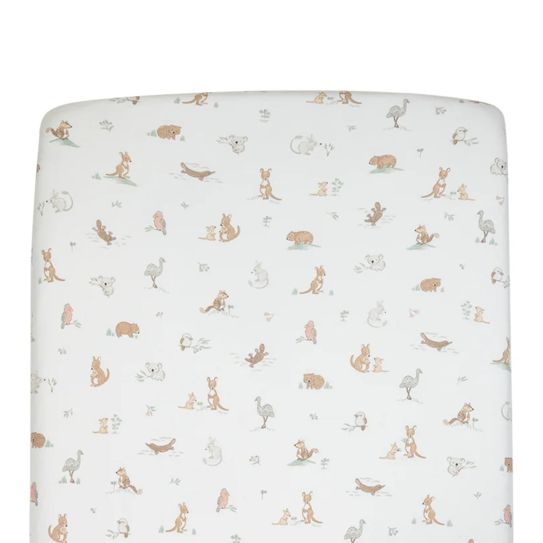 Living Textiles Port-a-Cot Fitted Sheet 1pk Australiana – Baby Kingdom